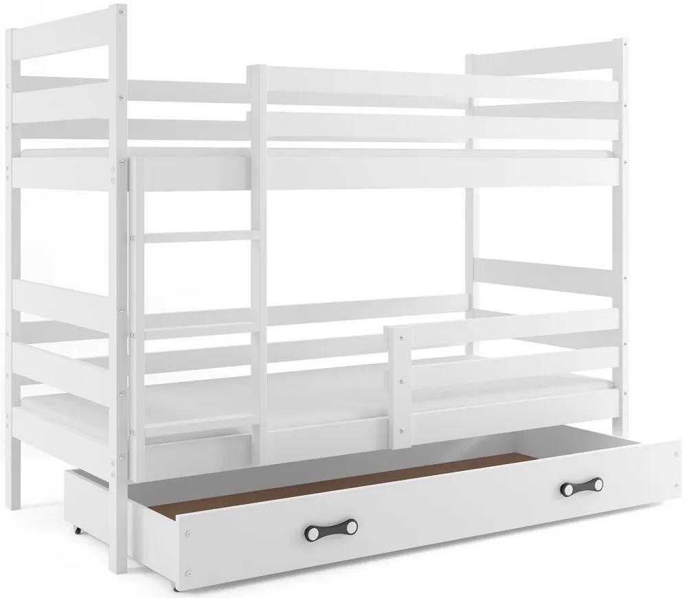 BMS Group Dětská patrová postel s úložným prostorem ERYK bílá Velikost postele: 160x80 cm, Barva šuplíku: Zelená