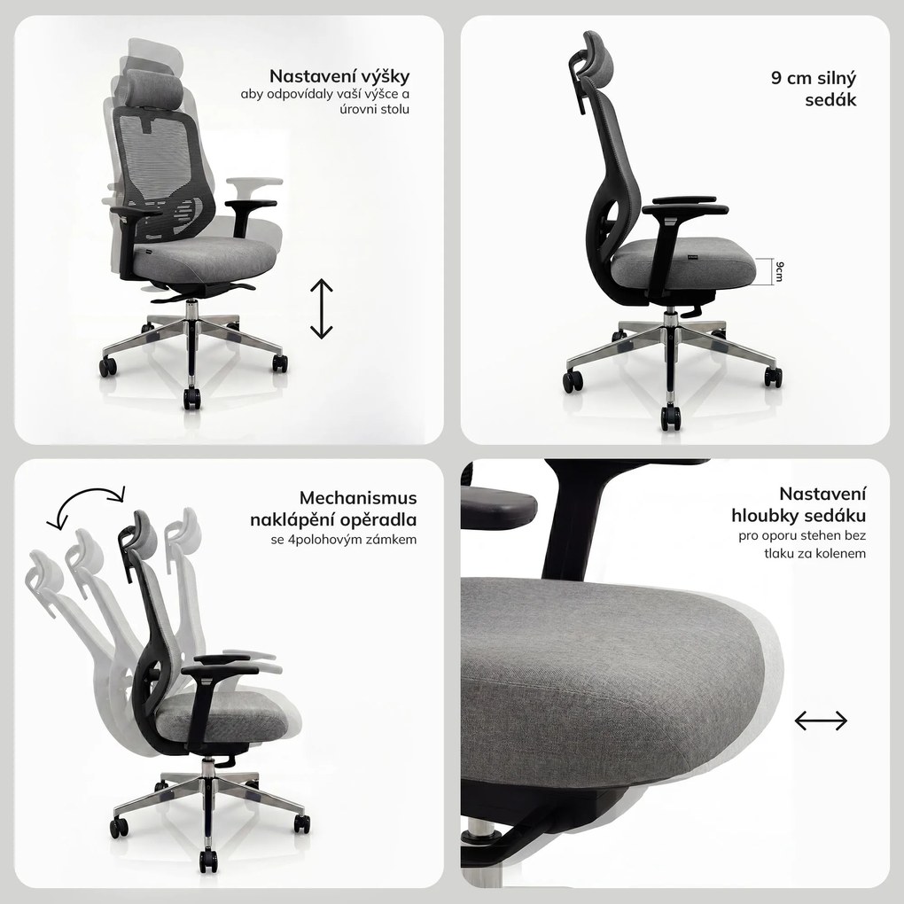 Ergonomická kancelářská židle se síťovinou tmavě šedá AXIS