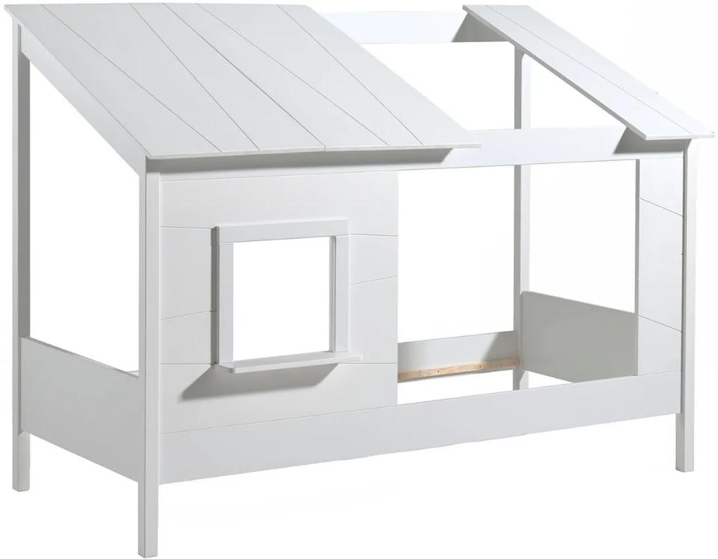 OnaDnes -20% Bílá dřevěná dětská postel Vipack Housebed 90 x 200 cm s otevřenou střechou