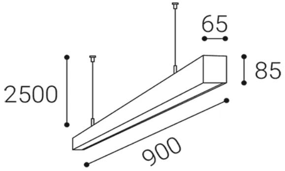 Led2 Lineární závěsné LED svítidlo LINO II 90 cm Barva: Černá, Stmívání: ZigBee TW, Vyzařování světla: dolů