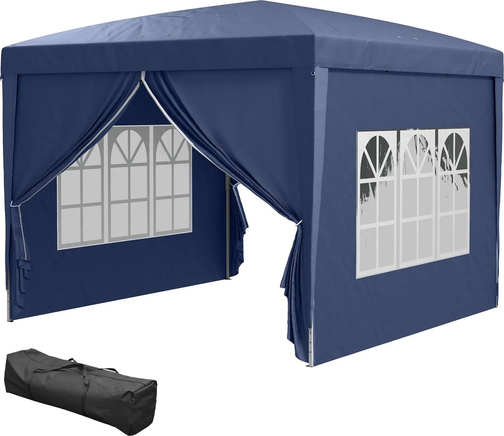 Pavilon Outsunny 3x3m, Voděodolný a Stabilní Zimní Stan s Rychlým Sestavením, UV Ochrana 50+, Skládací Párty Stan s 4 Bočními Stěnami pro Zahradu, Mod