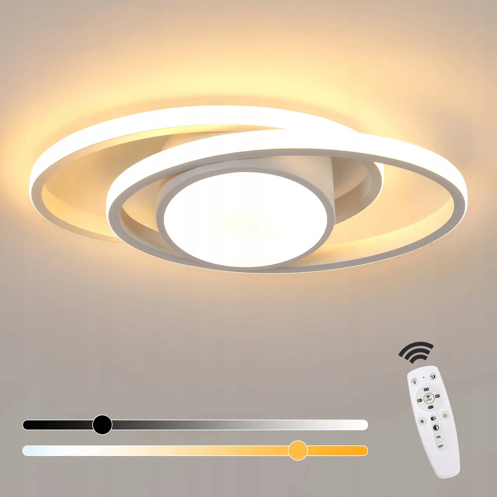 Lampa Sufitowa Led Plafon Wiszaca Biala Ściemnialna Pilot 40W Do Salonu