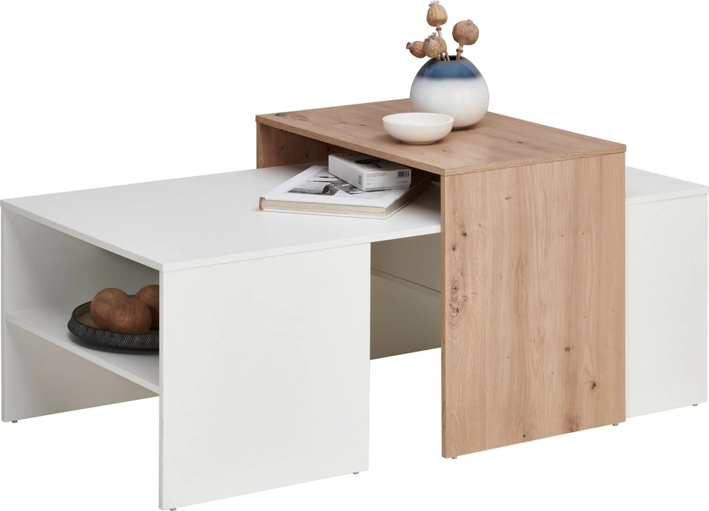 XXXLutz KONFERENČNÍ STOLEK, bílá, dub artisan, kompozitní dřevo, 115/70/50 cm Hom`in - Konferenční stolky - 002737044117