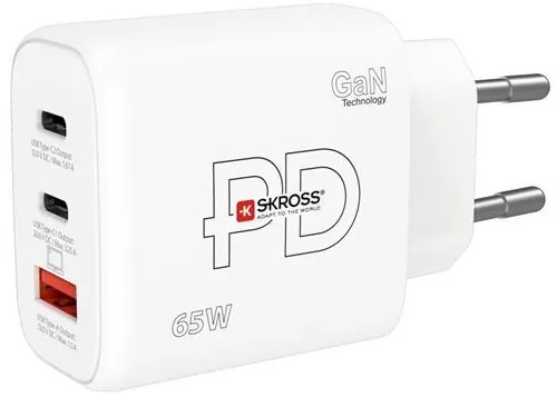 SKROSS USB A+C nabíjecí adaptér Power charger 65W GaN EU, Power Delivery, typ C
