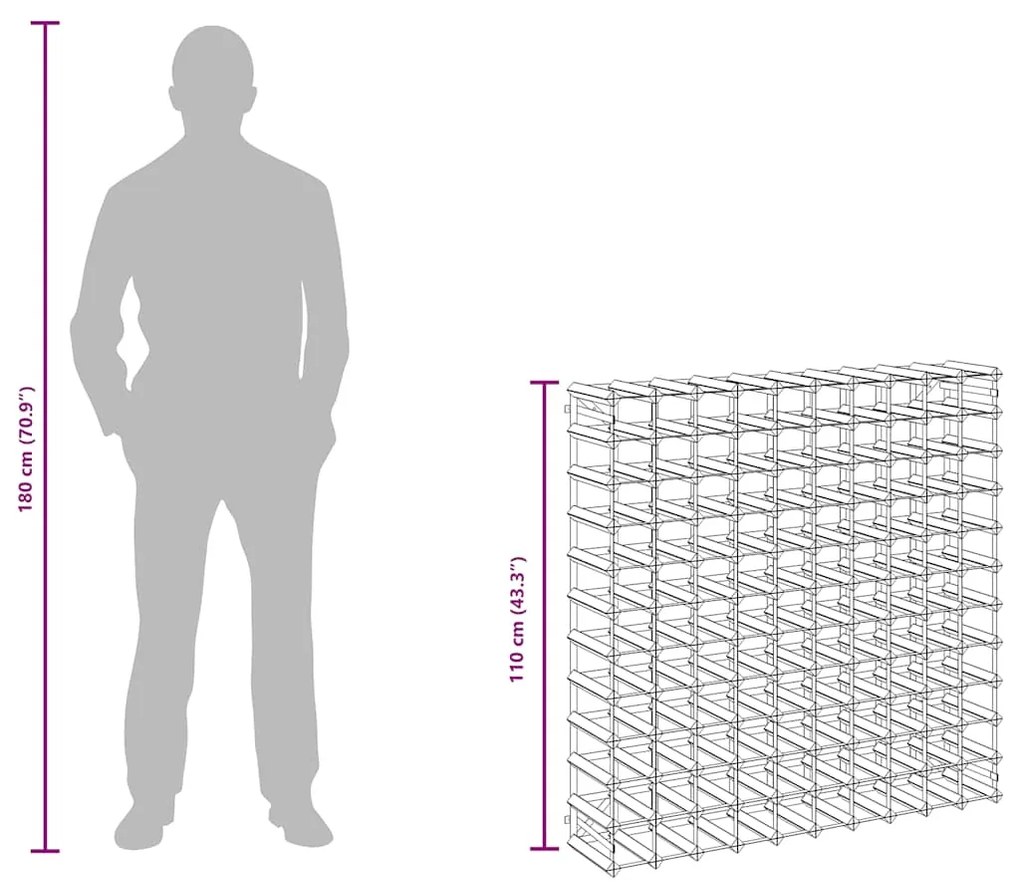vidaXL Marketos Stojan na víno na 120 lahví masivní borové dřevo