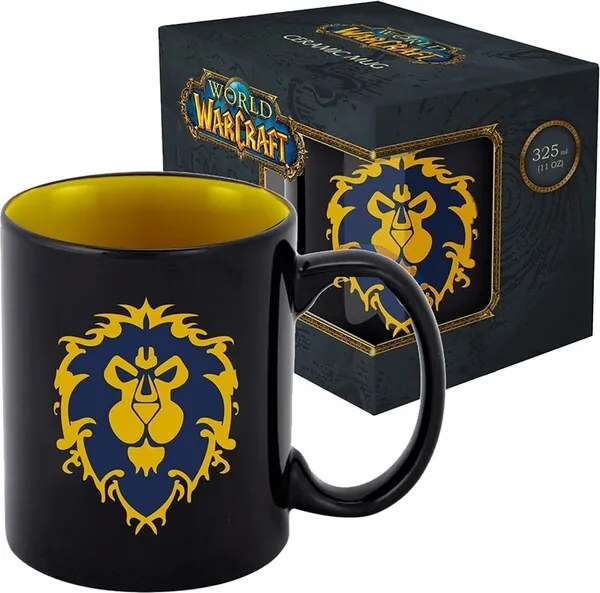 Keramický hrnek World of Warcraft Aliance - černý 330 ml (dárkové balení) Vícebarevná