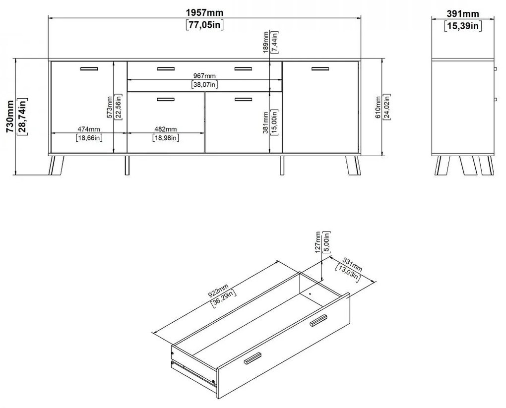 Tvilum Komoda Iker 714 jackson hickory/bílá