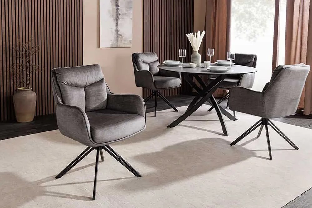 Designová otočná židle Brock šedý samet