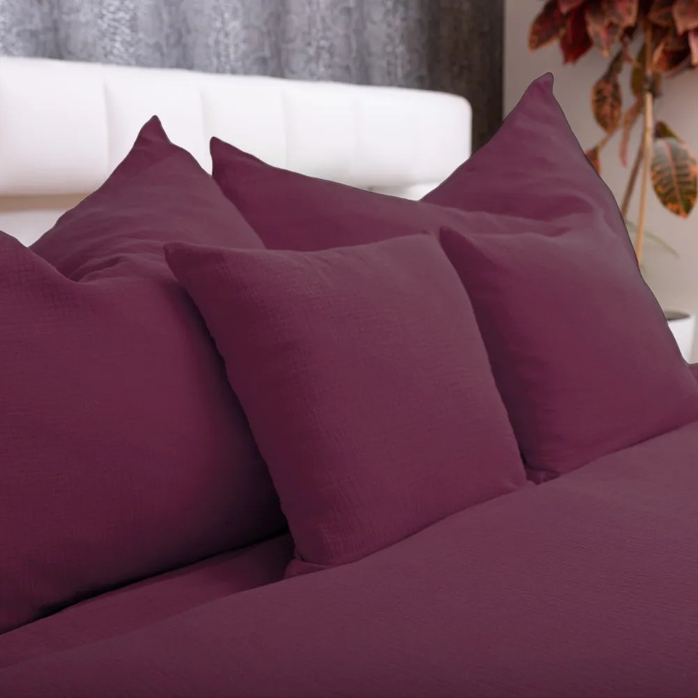 Biante Mušelínové ložní povlečení MSN-044 Burgundská vínová Prodloužené 140x220 a 70x90 cm