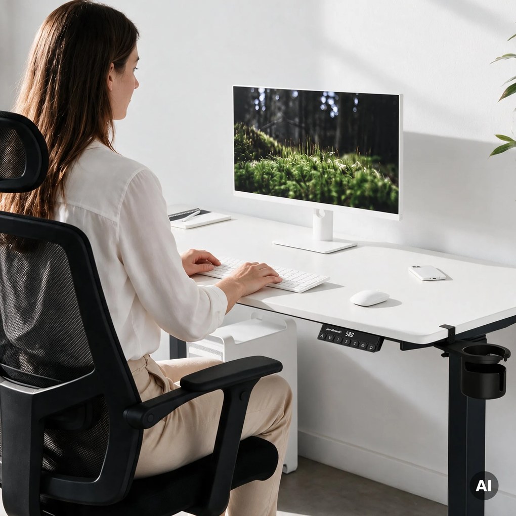 Elektrický stůl s nastavením výšky ergonomický antracitově-bílý, 1600x800 mm: ARIA