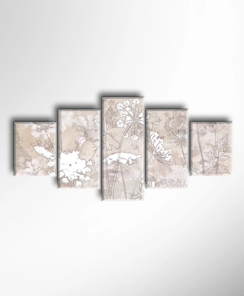 Malvis ® Obraz Kontury rostlin v japonském stylu ROZMĚR (šířka x výška): pětidílné schody obdélník 150x75 cm