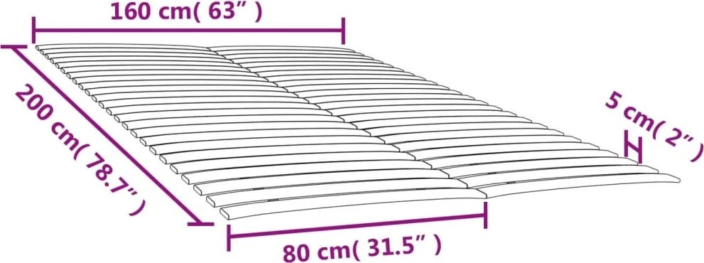 vidaXL Lamelové rošty postele se 48 lamelami 2 ks 80 x 200 cm [3203724]