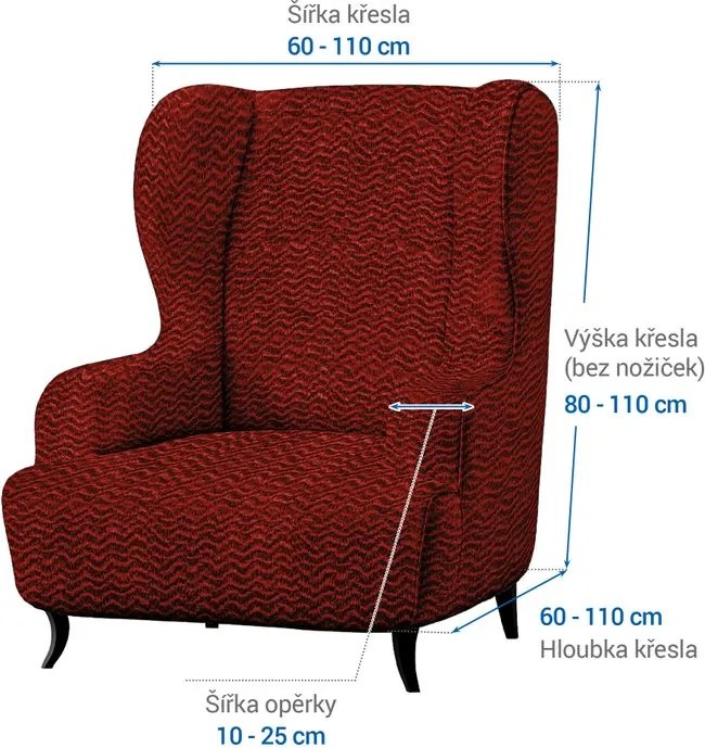 Bielastické potahy CRISTINA měděná křeslo ušák (š. 60 - 110 cm)