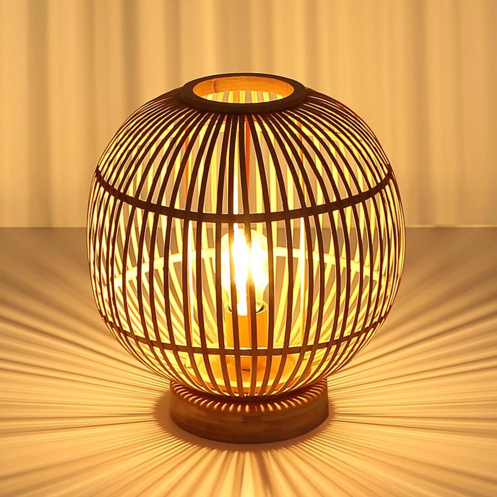 Stolní lampa Hildegard z bambusu, Ø 30 cm