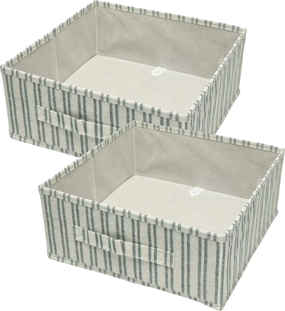 Sinsay - Skládací úložné boxy s pruhy 2 pack - zelená