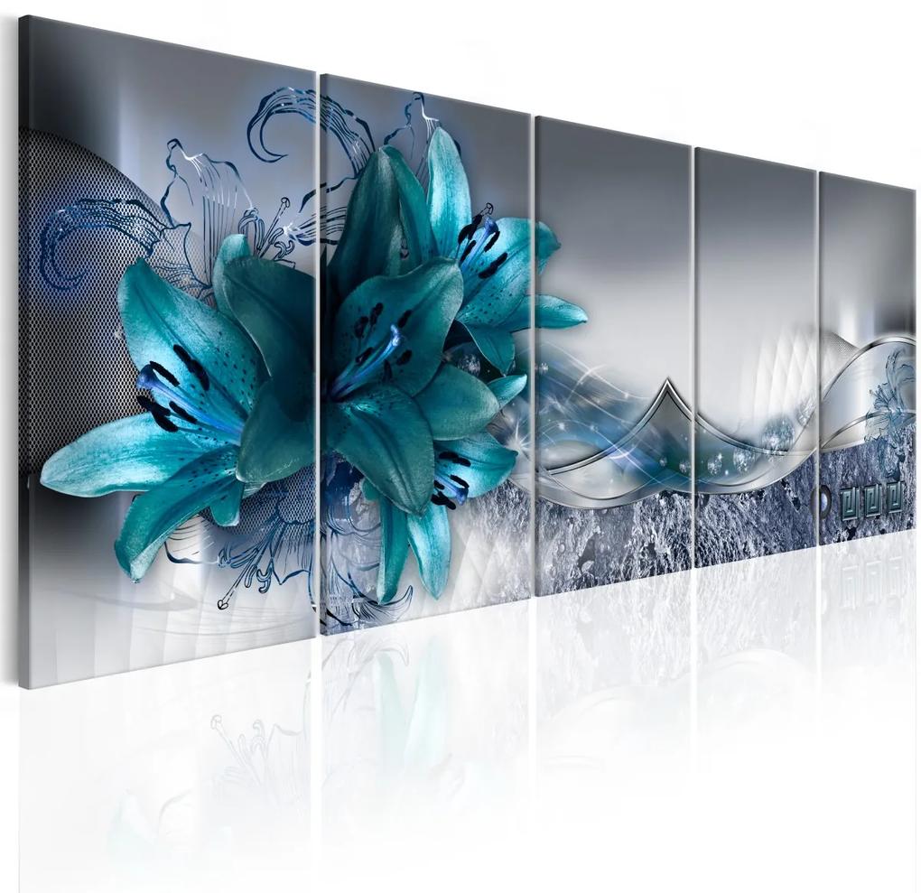 Obraz tyrkysová lilie + háčky a hřebíčky ZDARMA Velikost (šířka x výška): 150x60 cm
