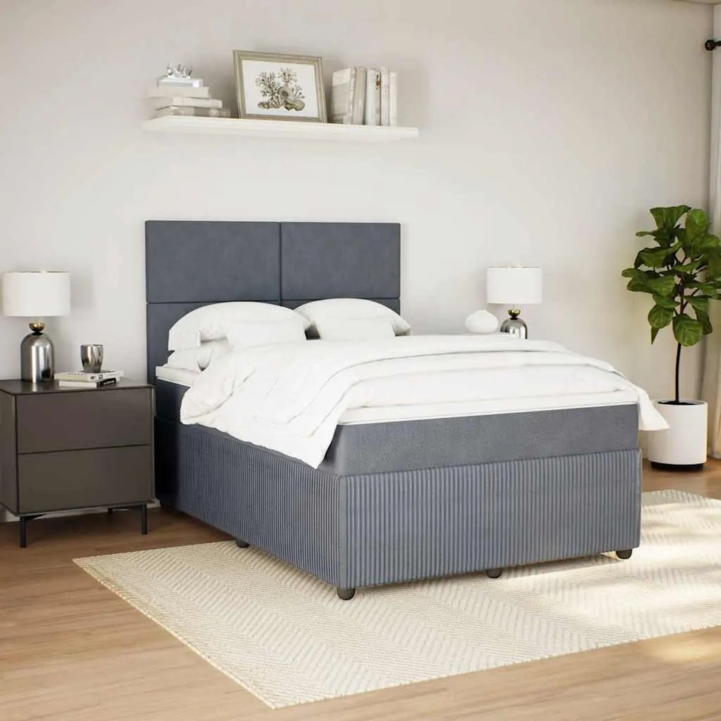 Box spring postel s matrací tmavě šedá 160x200 cm samet 3292377