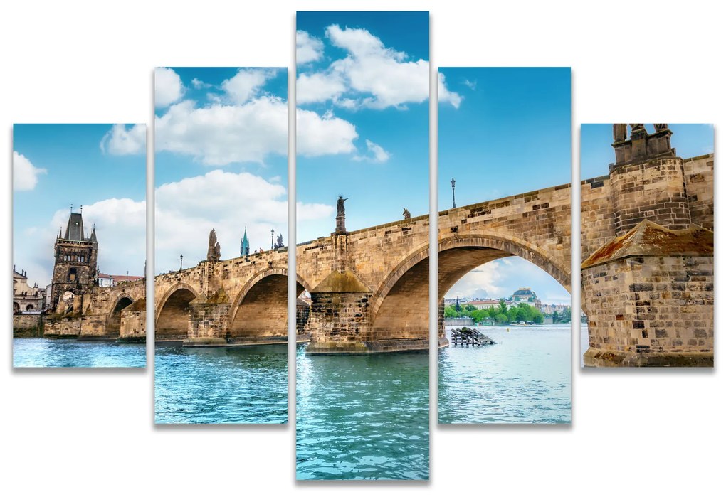 Malvis ® Pražský Karlův most Velikost: pětidílný obdélník - 100x45 cm