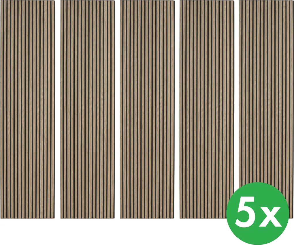 Dřevěný akustický panel, 2400 x 600 mm, B2BP007, balení 5 ks, ořech