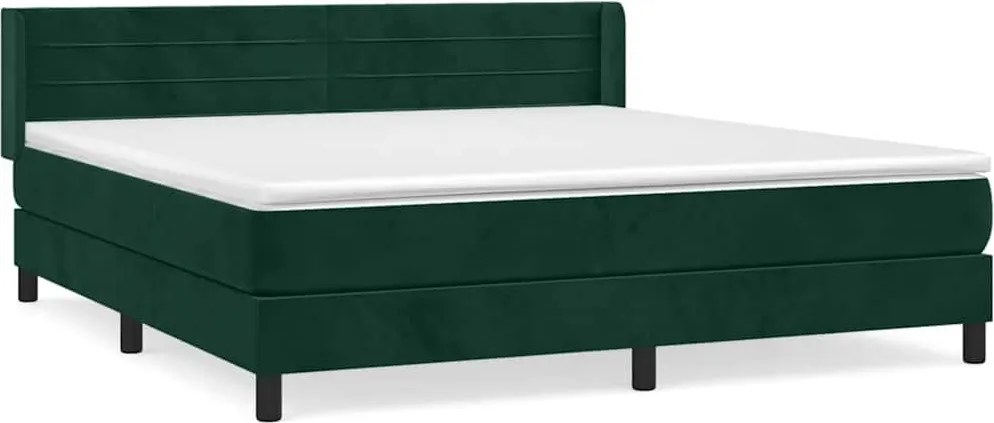 Box spring postel s matrací tmavě zelená 180x200 cm samet 3131036