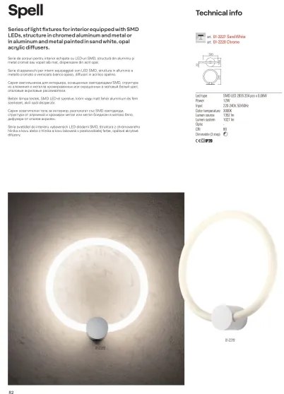 Redo 01-2224 - LED Stmívatelný přisazený lustr SPELL LED/43W/230V lesklý chrom