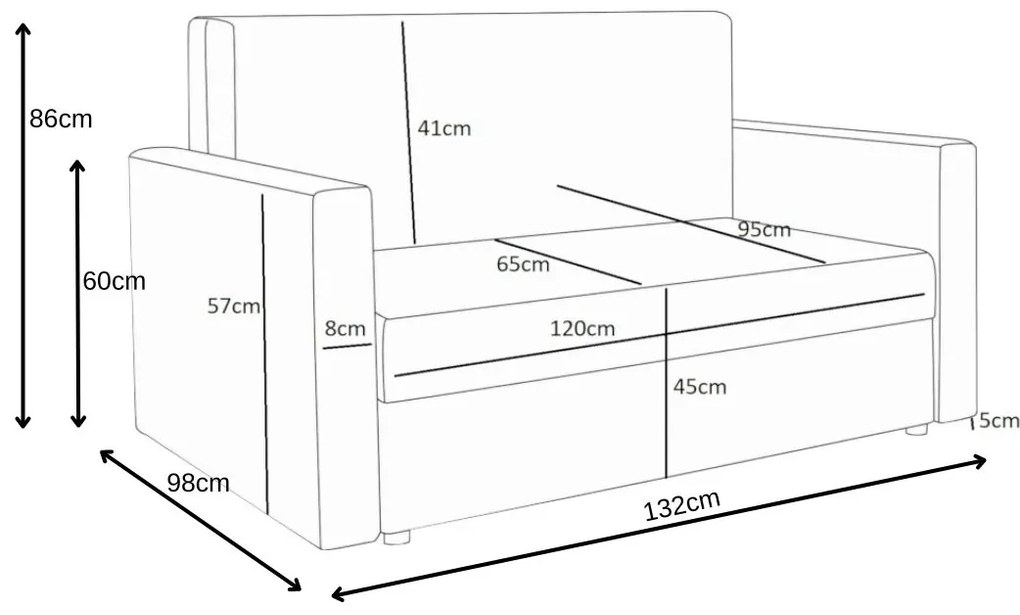 Expedo Rozkládací pohovka CLUSO, 136x85x98, sawana 05/sawana 21