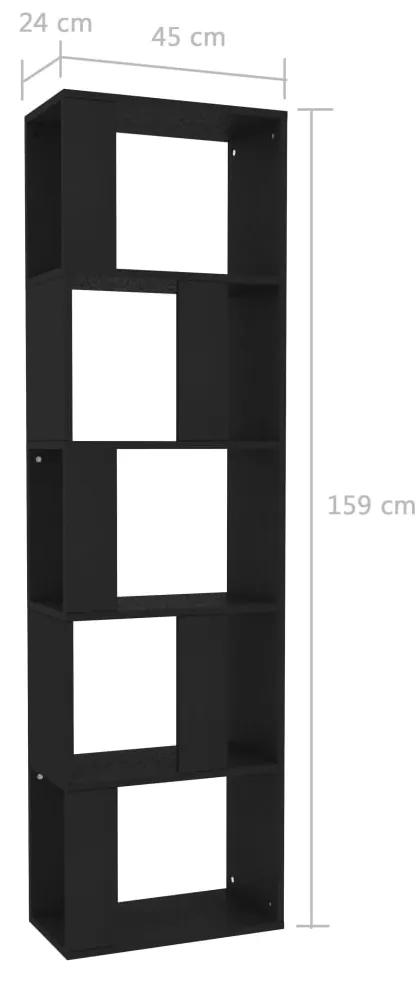 Knihovna/zástěna do pokoje - černá | 45x24x159 cm