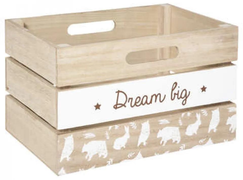 Atmosphera Créateur d´intéreur Dřevěná bedýnka, úložný box, dekorace DREAM BIG JJA158715C