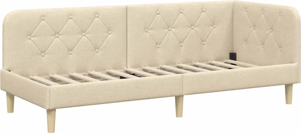 Rohový rám postele Krémová 80 x 200 cm textil 3394107