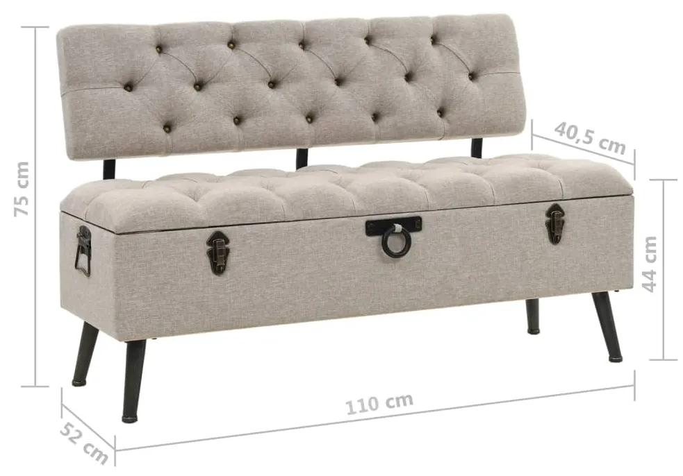 Úložná lavice s opěradlem 110 cm krémová textil - Default Title
