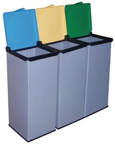 Sada 3 ks plastových odpadkových košů Monti na tříděný odpad, objem 3 x 85 l, kombinace barev