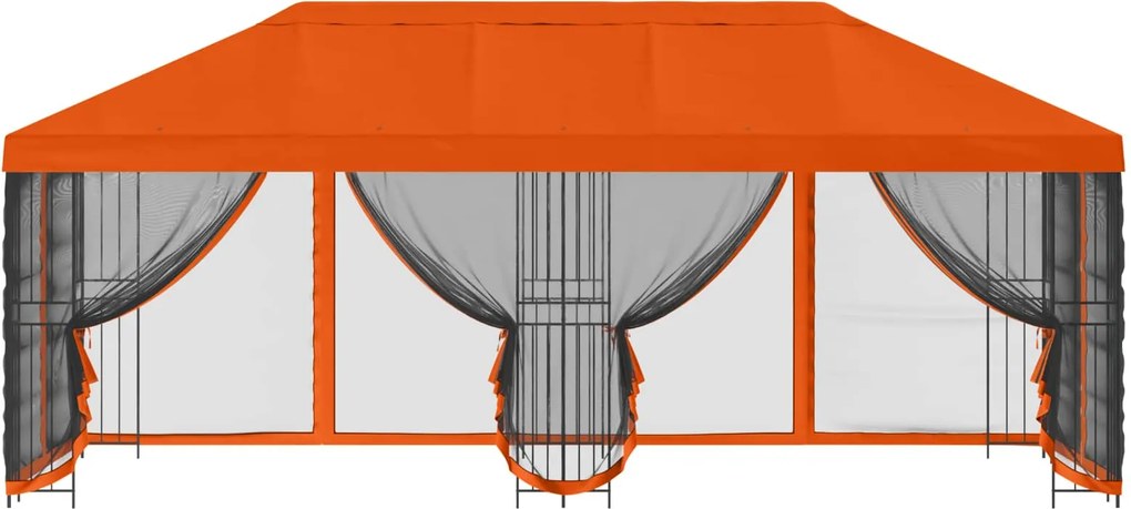 Altán s bočními stěnami 6 x 3 m Oranžová Polyester a ocel 3376002