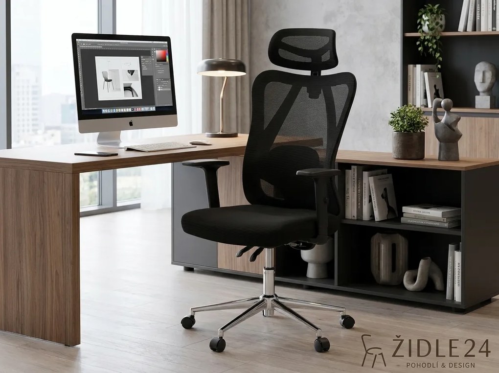 Kancelářská židle FLEXIWORK - síťovina, černá