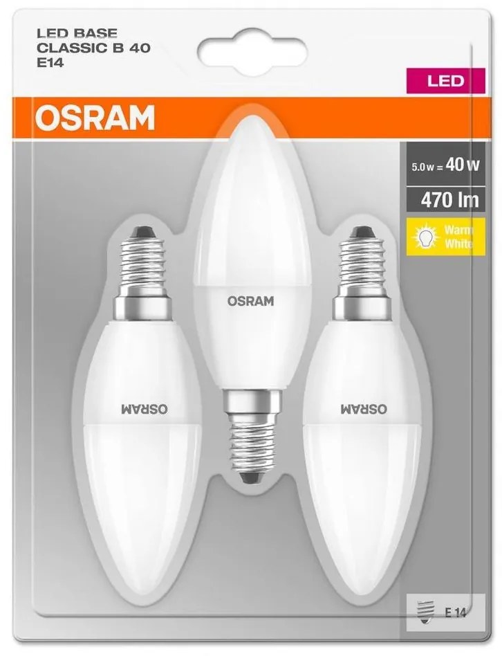 Osram SADA 3x LED Žárovka BASE E14/5,7W/230V 2700K - Osram P224738