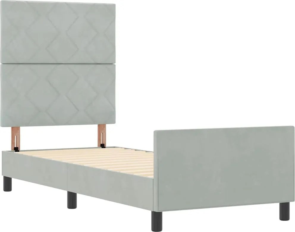 Postel s boxspringem s čelo Světle šedá 80 x 200 cm samet 3344969