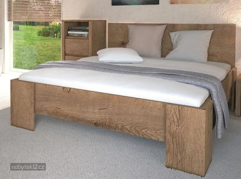 Manželská postel Montes 1, LTD + ABS, dub lefkas, 165x100x200 cm
