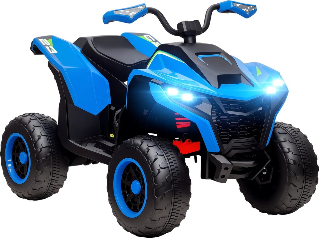 AIYAPLAY Elektrický čtyřkolka pro děti 12V s 2 motory, 3-6 km/h, dětská čtyřkolka se zavěšením, LED světlo, dětské auto s USB, hudbou pro děti od 3 do