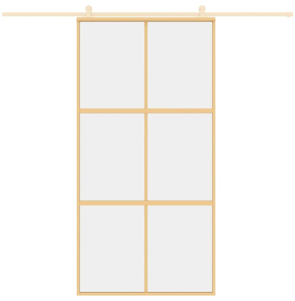Posuvné dveře zlaté 102,5 x 205 cm čiré ESG sklo a hliník - Default Title