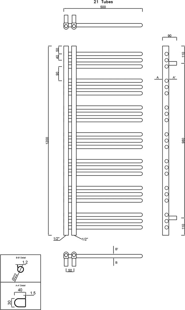 Sapho Dorlion 500 x 1200 mm 1130-51 otopné těleso bílá