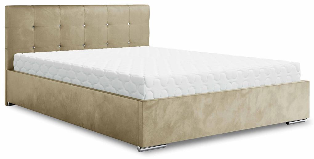 Manželská postel 160 cm Lonnie (béžová) (s roštem a úložným prostorem). 1047091