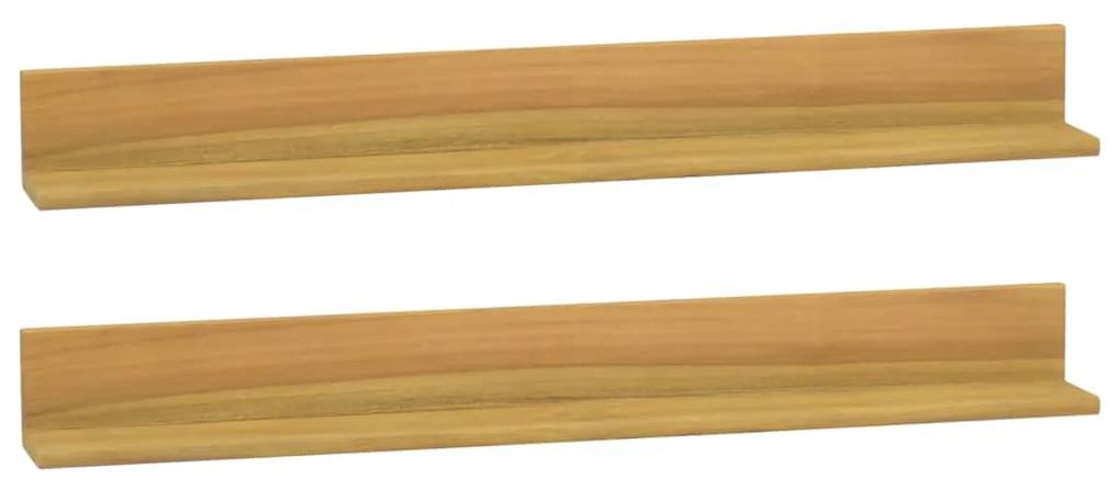 vidaXL Nástěnné police 2 ks 90 x 10 x 10 cm masivní teakové dřevo