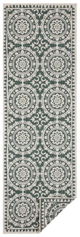Zeleno-krémový venkovní koberec NORTHRUGS Jardin, 80 x 350 cm