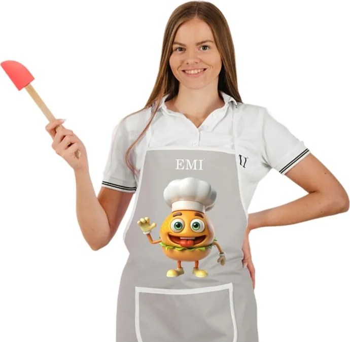Kuchyňská zástěra Burger EMI, šedá