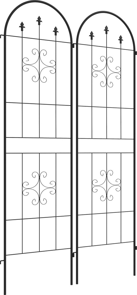 Kovová mřížka sada 2 nerezových podpěr pro popínavé rostliny Mřížka na okurky 180 x 50 cm
