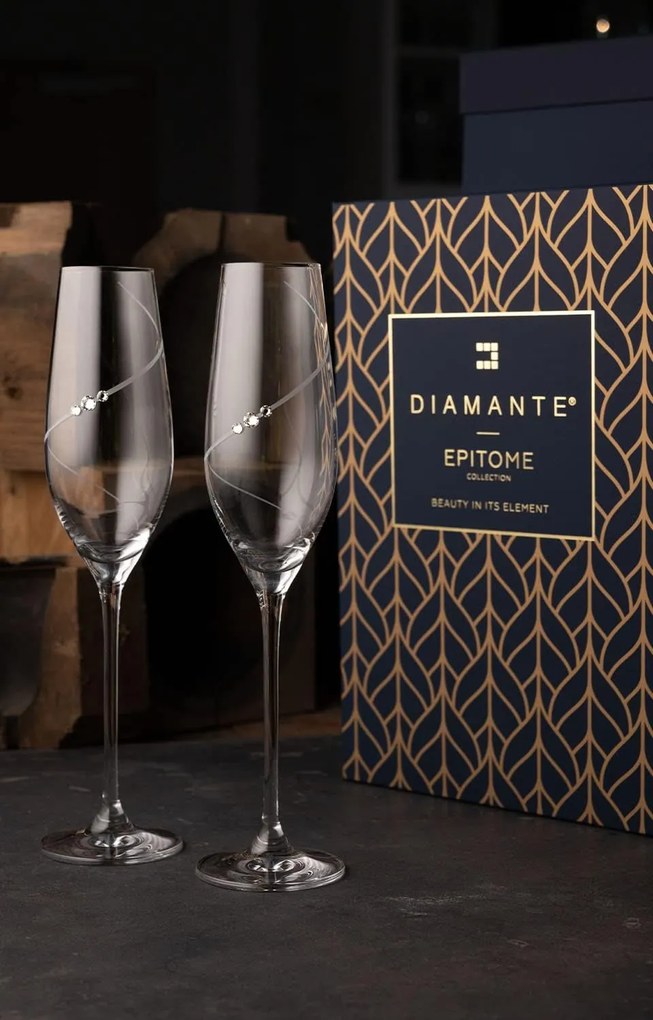 Diamante sklenice na šampaňské Silhouette City s kamínky Swarovski 210 ml 2KS