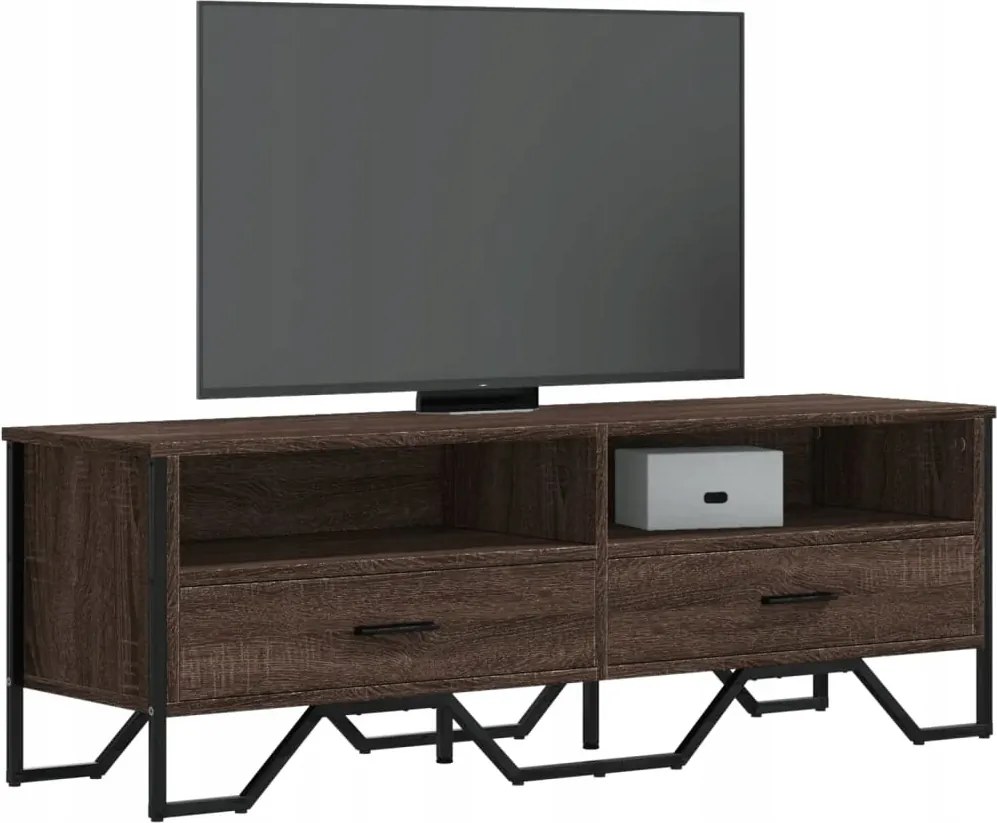 Fionshop 263672453 Tv skříňka hnědý dub 122 x 34 x 41 cm kompozitní dřevo