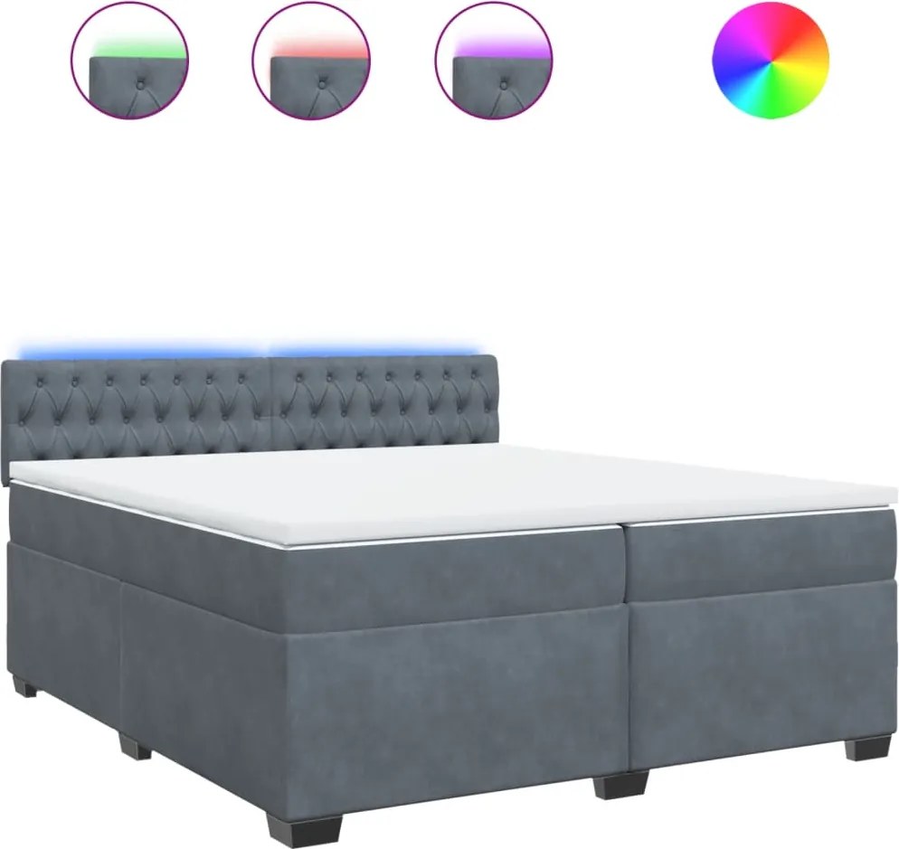 Box spring postel s matrací tmavě šedá 200x200 cm samet 3288709