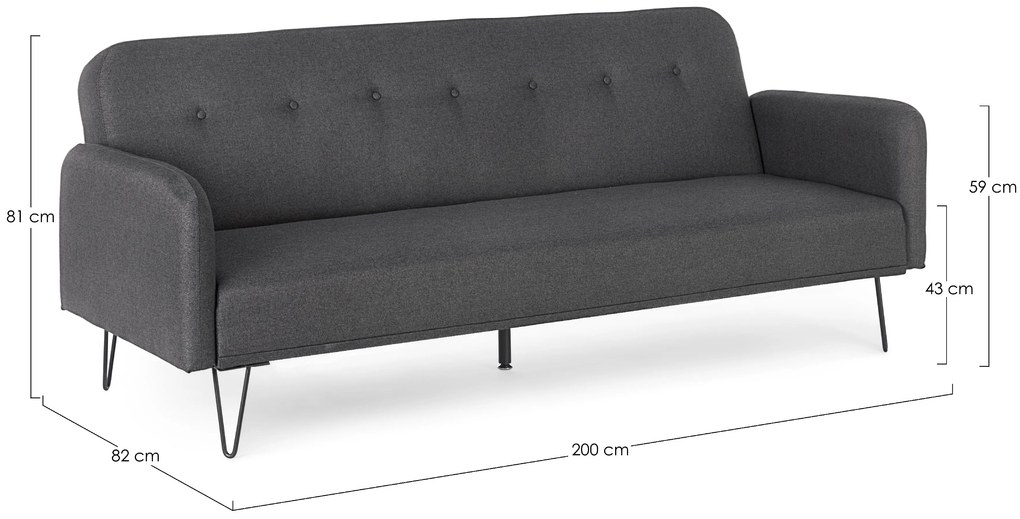 BIZZOTTO Rozkládací pohovka BRIDJET 200 cm černá 0735213