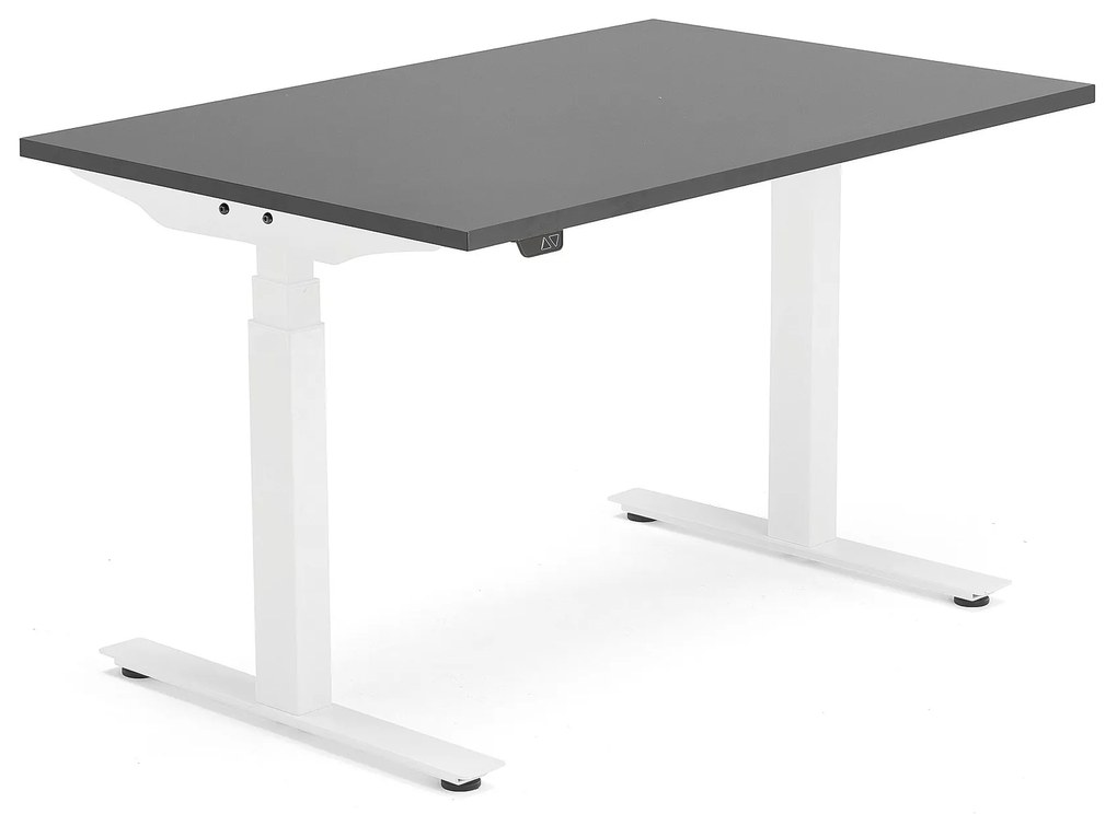 AJ Produkty Výškově nastavitelný stůl MODULUS, 1200x800 mm, bílý rám, černá