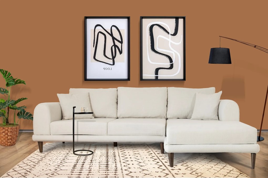 Hanah Home Čtyřmístná pohovka NERO světlá pravá 250 cm